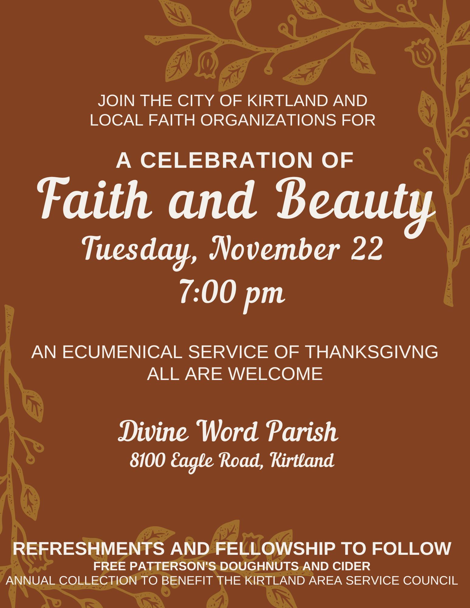 Ecumenical Service of Thanksgiving - City of Kirtland, OH